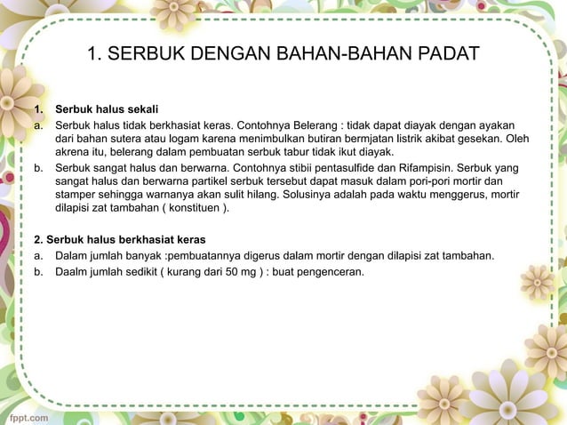 materi pulvis dan pulveres untuk SMKS Farmasi | PPT