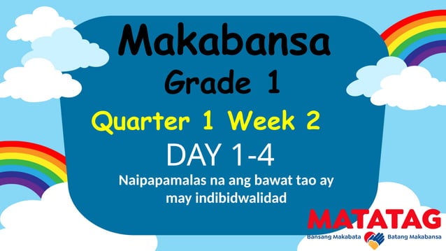 PPT Q1 Week2 Grade 1 MAKABANSA MATATAG.pptx poweerpoint | PPTX