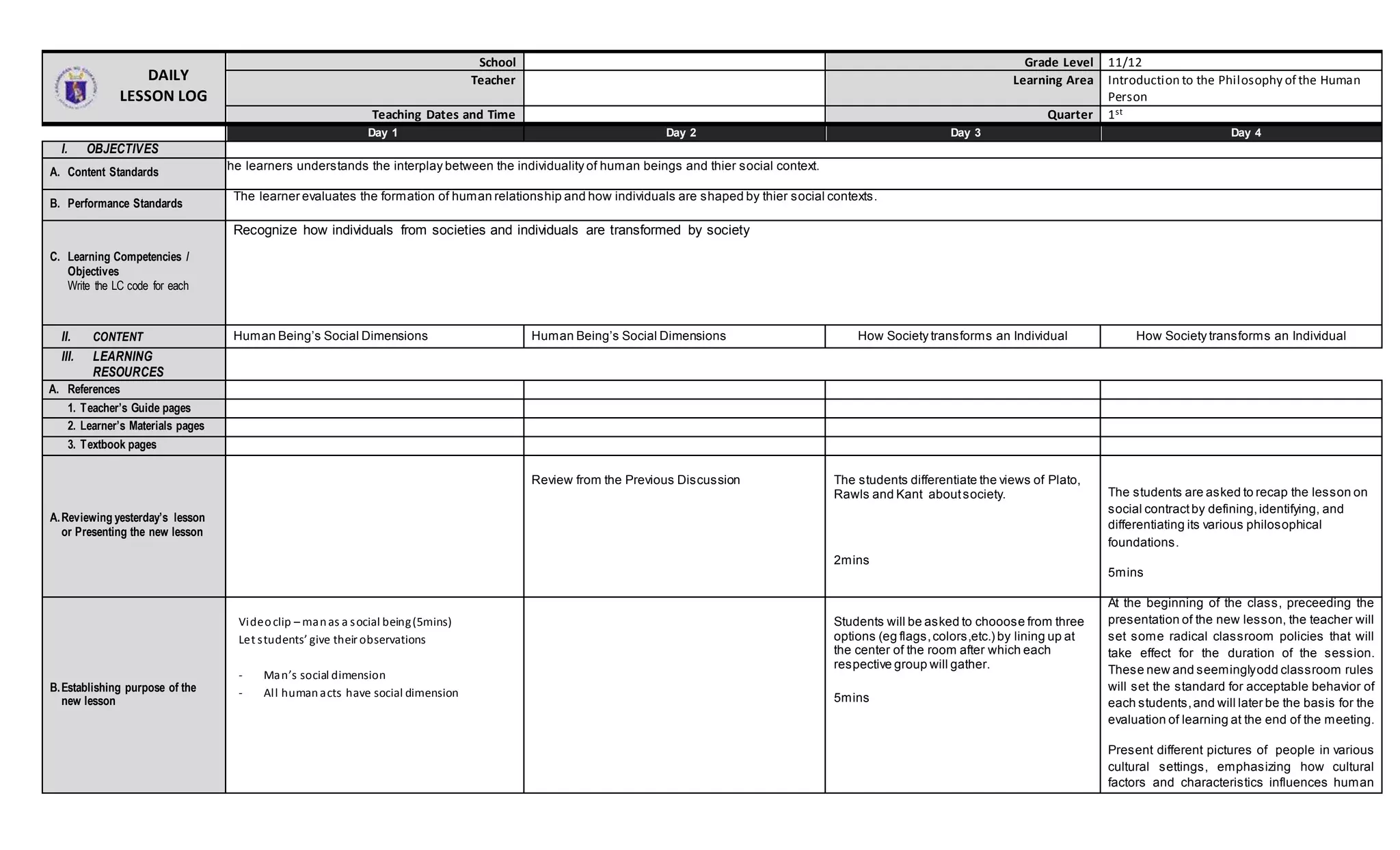 Ppt q2 week f the human person in society | DOCX