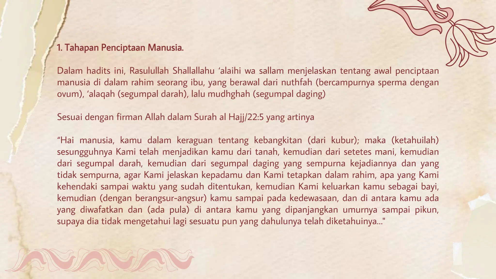 Hakikat Penciptaan Manusia - Al-Quran Hadits | PPTX