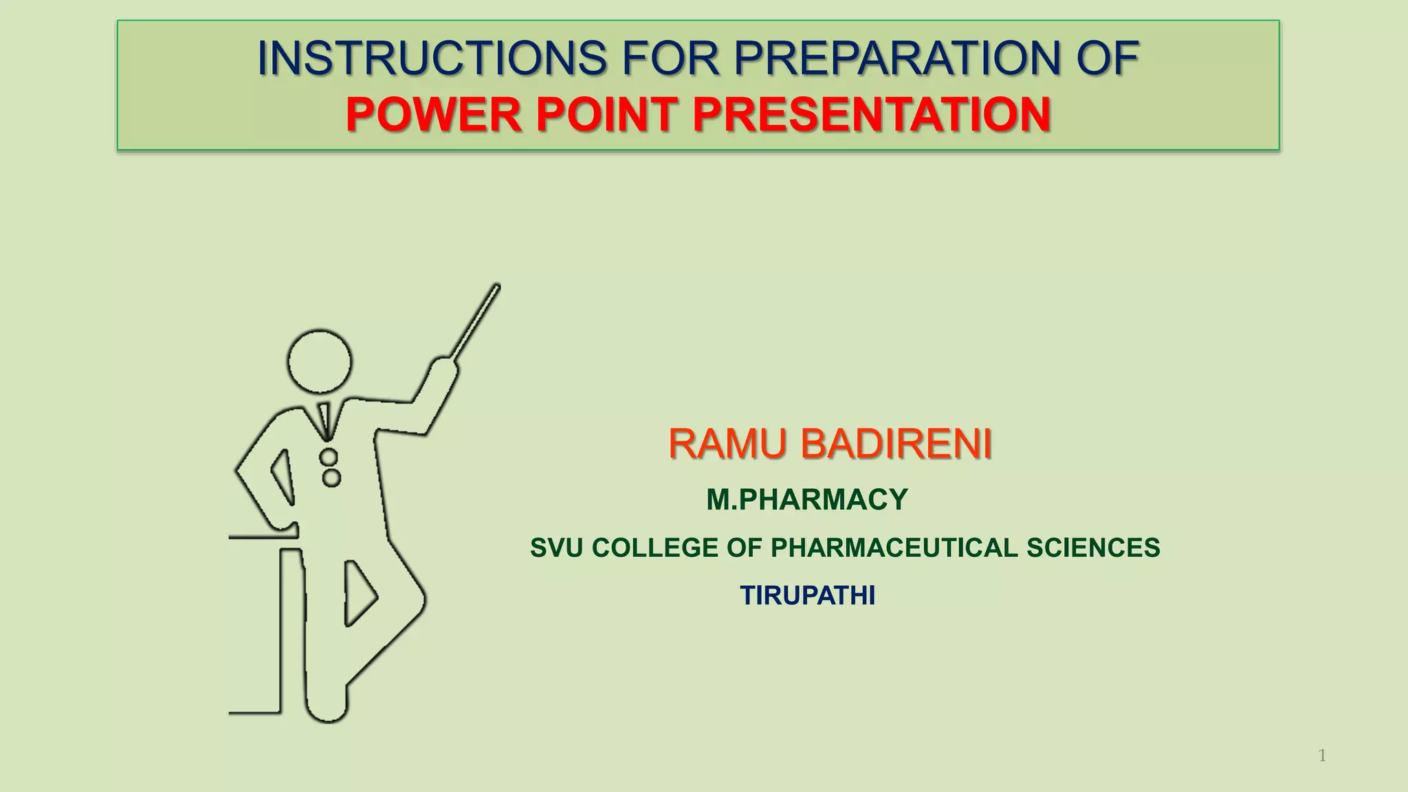 Instructions for Power point presentation | PPT