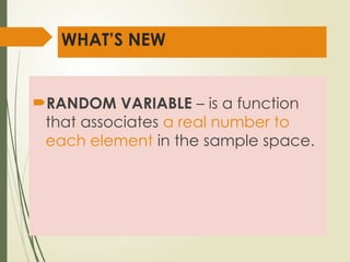Statistics & probability Lesson 1: types of random variable | PPTX