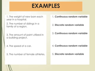 Statistics & probability Lesson 1: types of random variable | PPTX