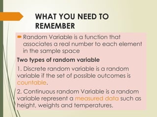 Statistics & probability Lesson 1: types of random variable | PPTX