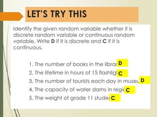 Statistics & probability Lesson 1: types of random variable | PPTX
