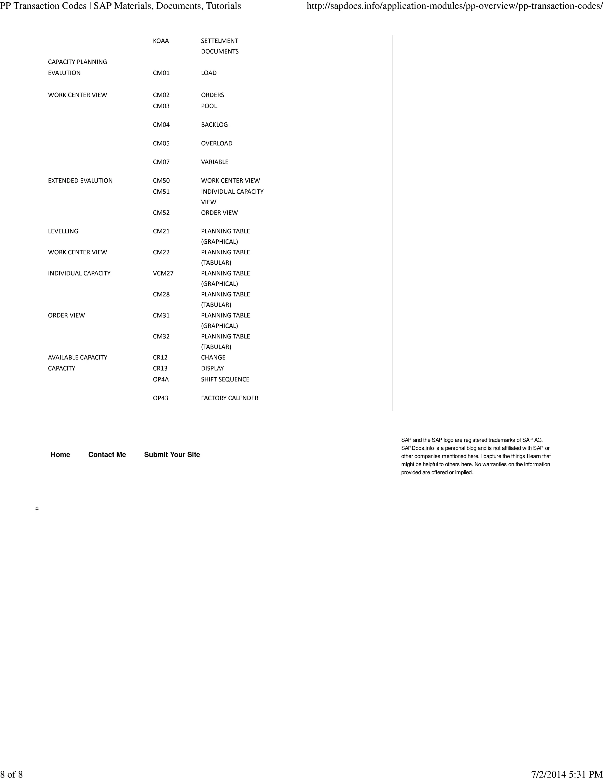 Pp transaction codes sap materials, documents, tutorials | PDF