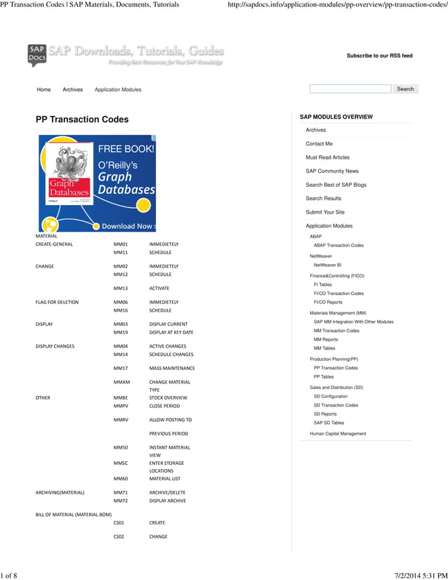 Pp transaction codes sap materials, documents, tutorials | PDF ...