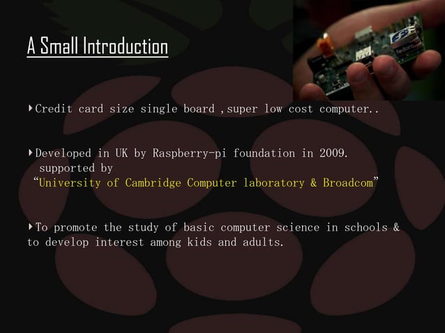 Introduction to raspberry pi | PPTX