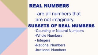 real numbers- powerpresentation or ppt in math | PPT