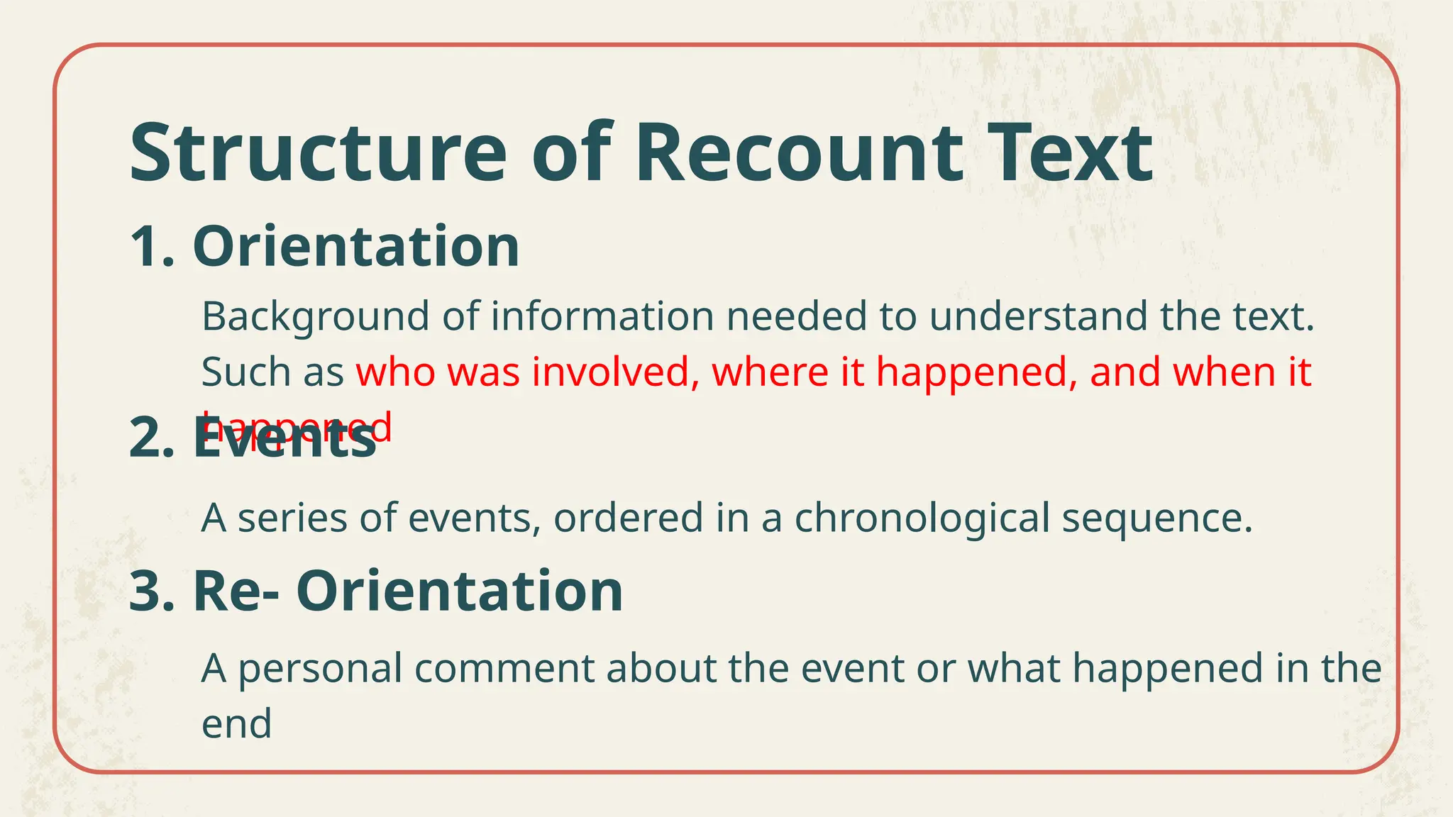 Recount Text for junior high school students by Izza Audina | PPTX