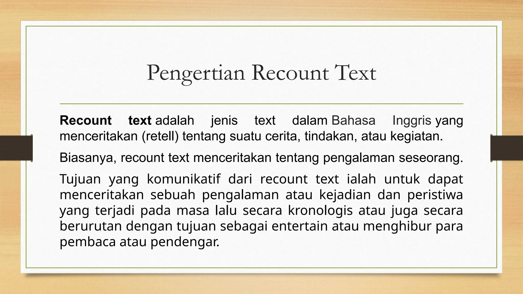 PPT RECOUNT TEXT KLS 8 a Type of Recount Text / Jenis Recount Text | PPT