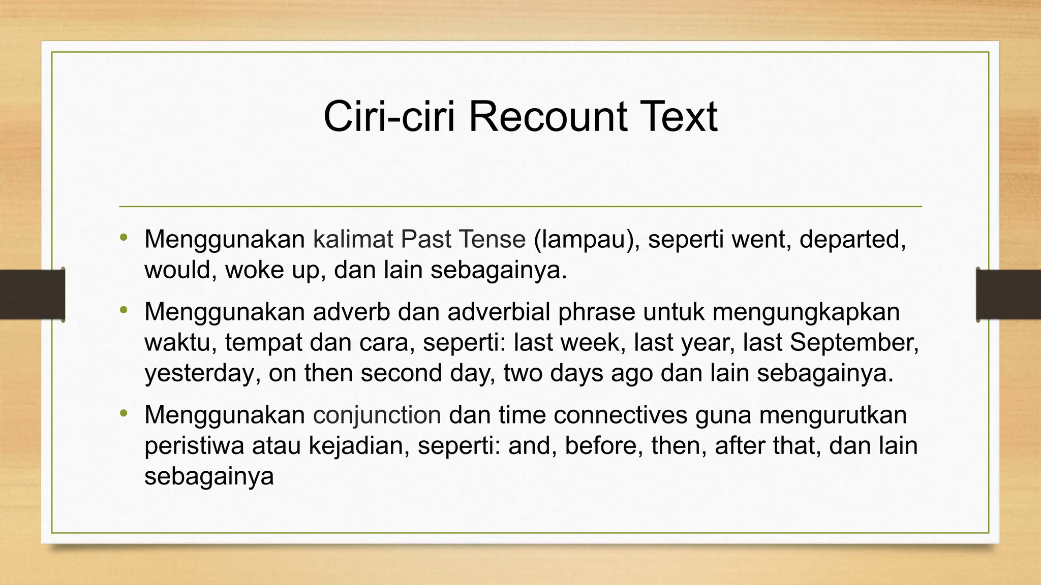 PPT RECOUNT TEXT KLS 8 a Type of Recount Text / Jenis Recount Text | PPT
