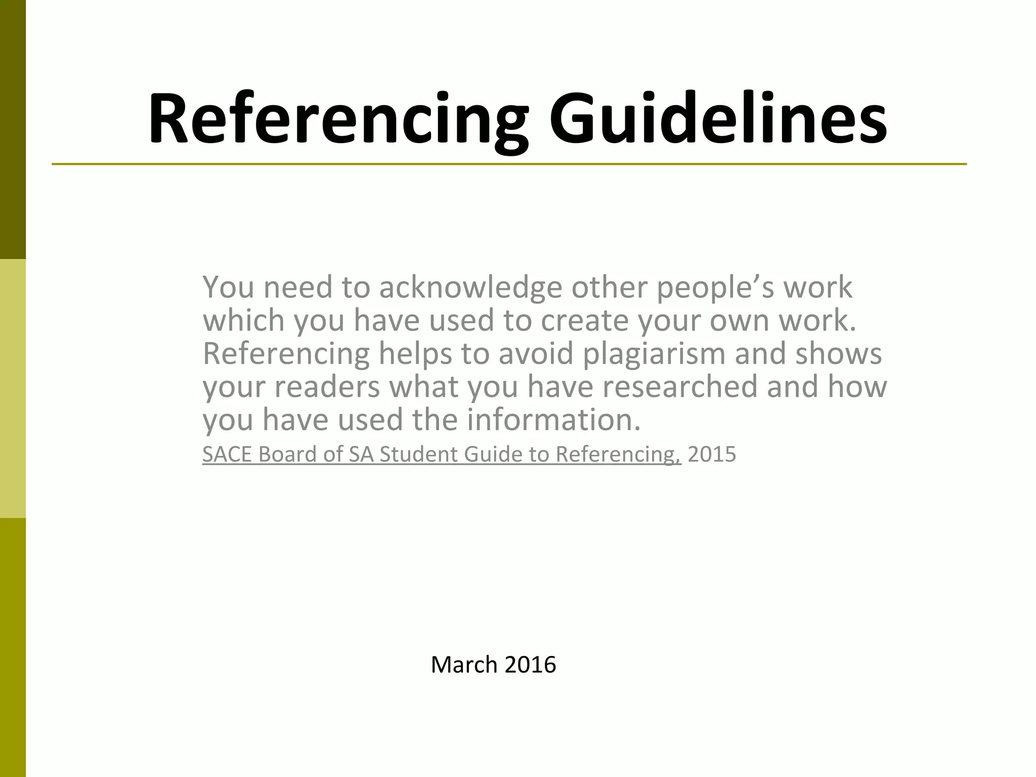 Ppt referencing acknowledgingsources 2011 | PPT