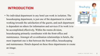 PPT Hospitality Administration, Housekeeping department | PPTX
