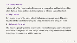 PPT Hospitality Administration, Housekeeping department | PPTX