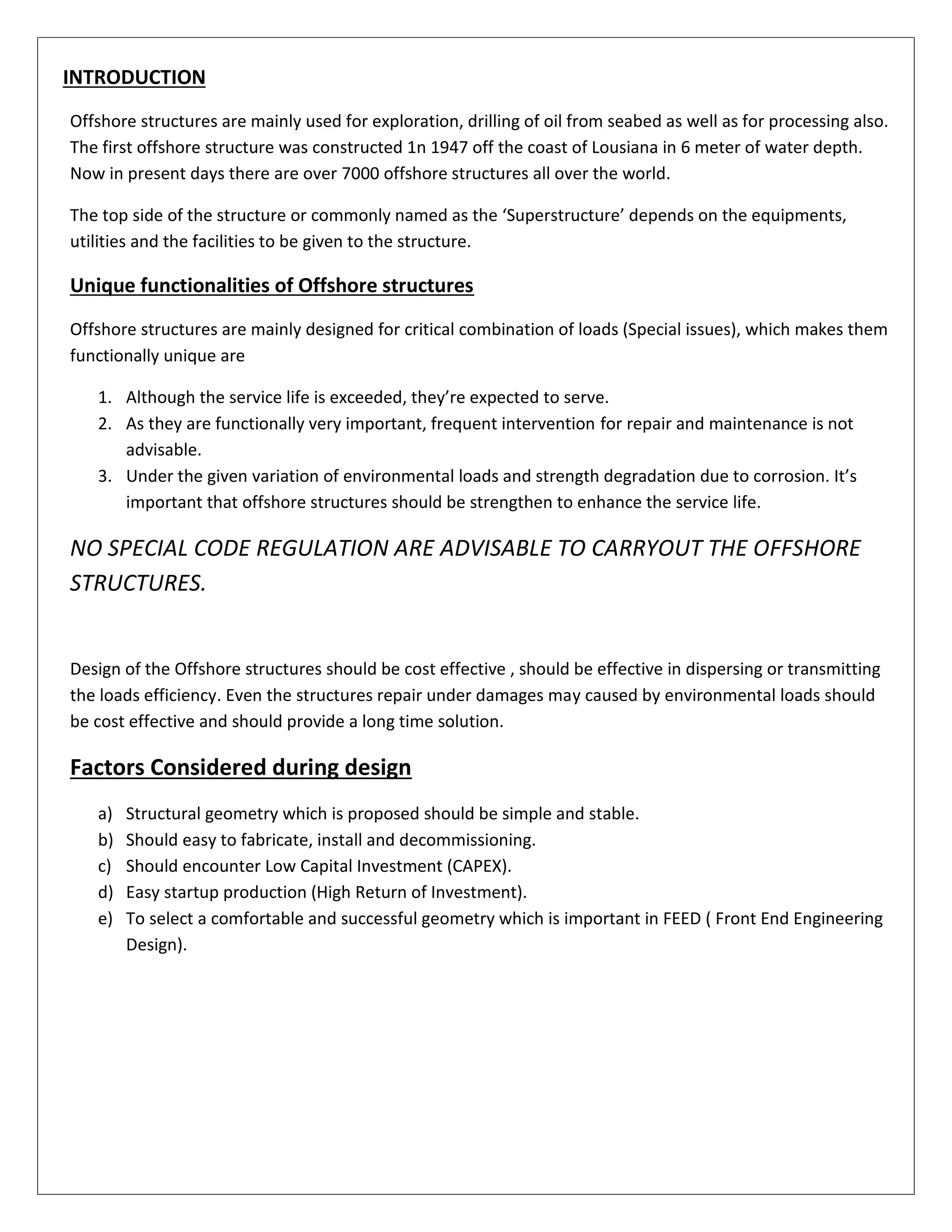 Ppt report on offshore Platform Designs | PDF