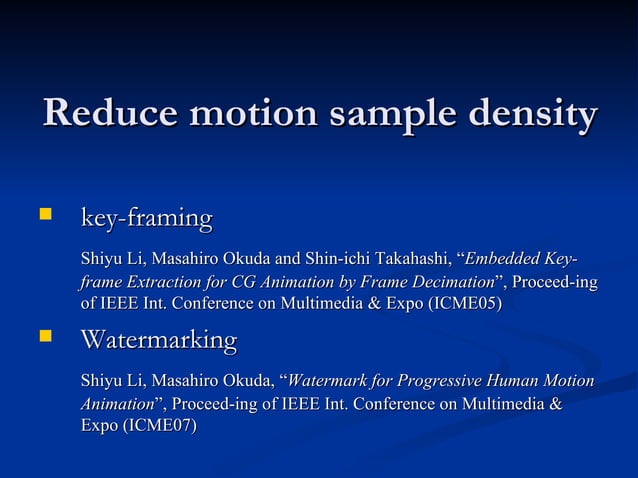Iterative Frame Decimation and Watermarking for Human Motion Animation | PPT