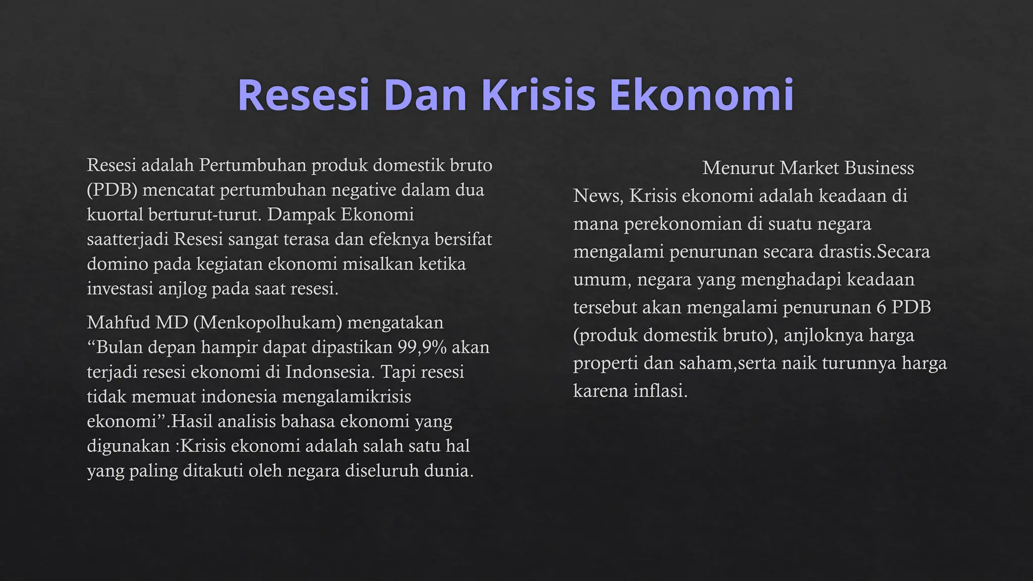PPT RESESI GLOBAL KELOMPOK Ekonomi Makro | PPTX