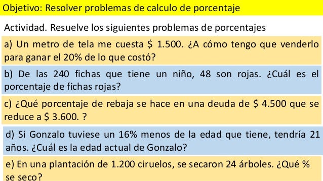 Ppt resolver problemas de porcentajes