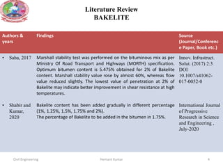 To investigate the effect of addition of bakelite | PPTX