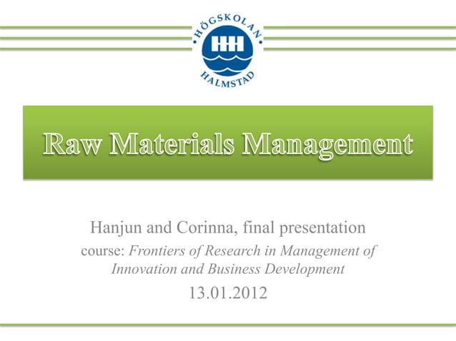 Raw Materials Management | PPTX | Logistics | Business