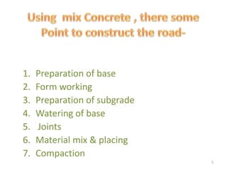 cement road construction in the rural areas | PPTX