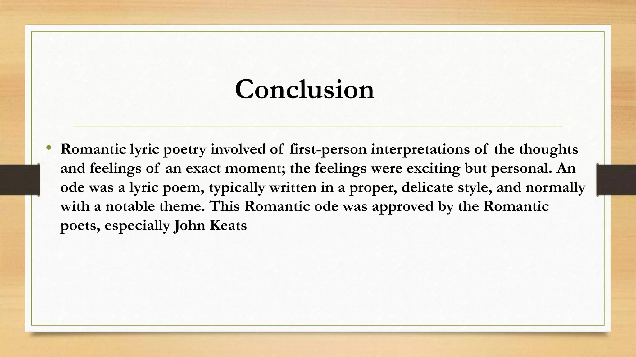 lyric and ode in romantic age | PPTX