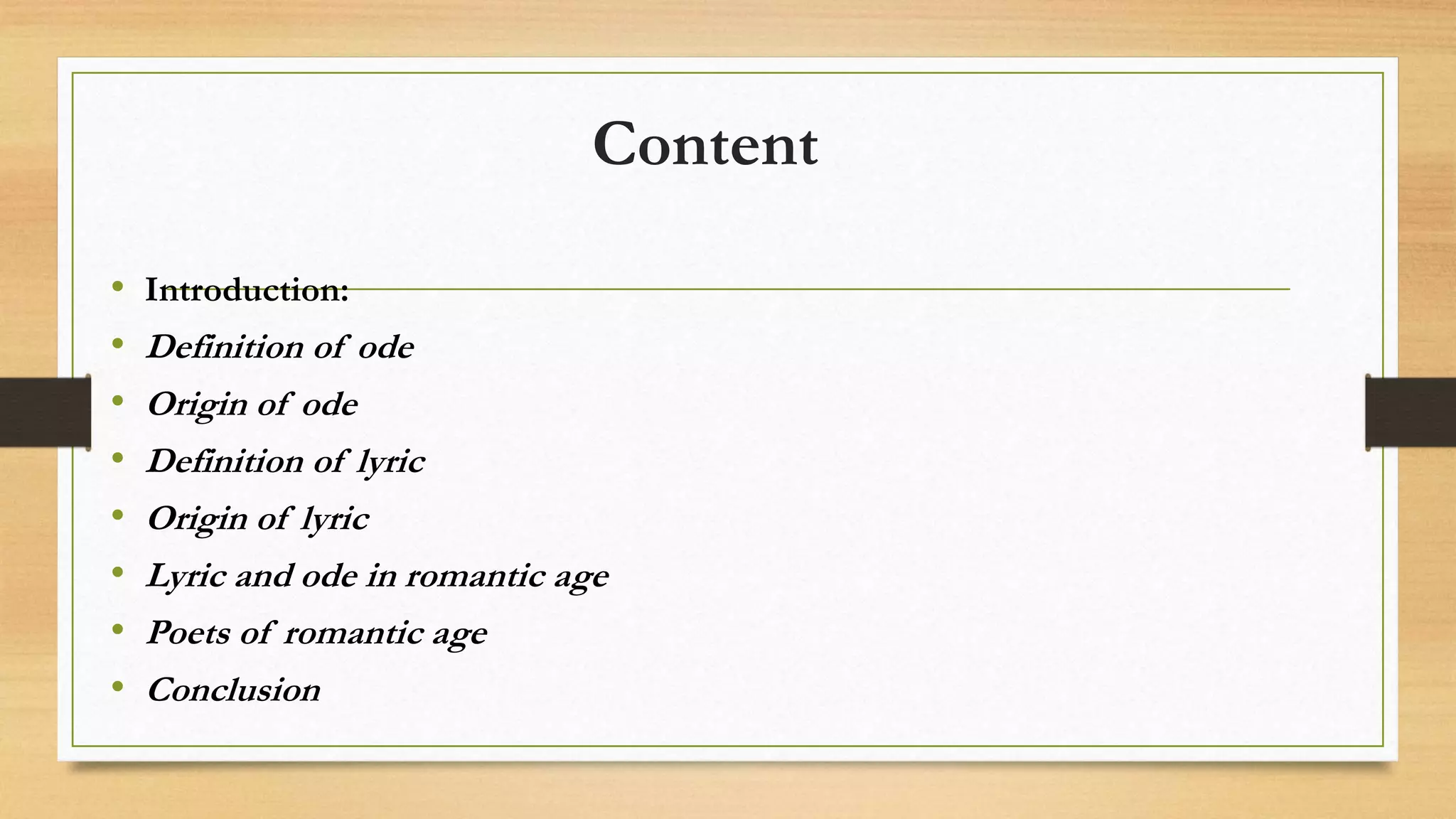 lyric and ode in romantic age | PPTX