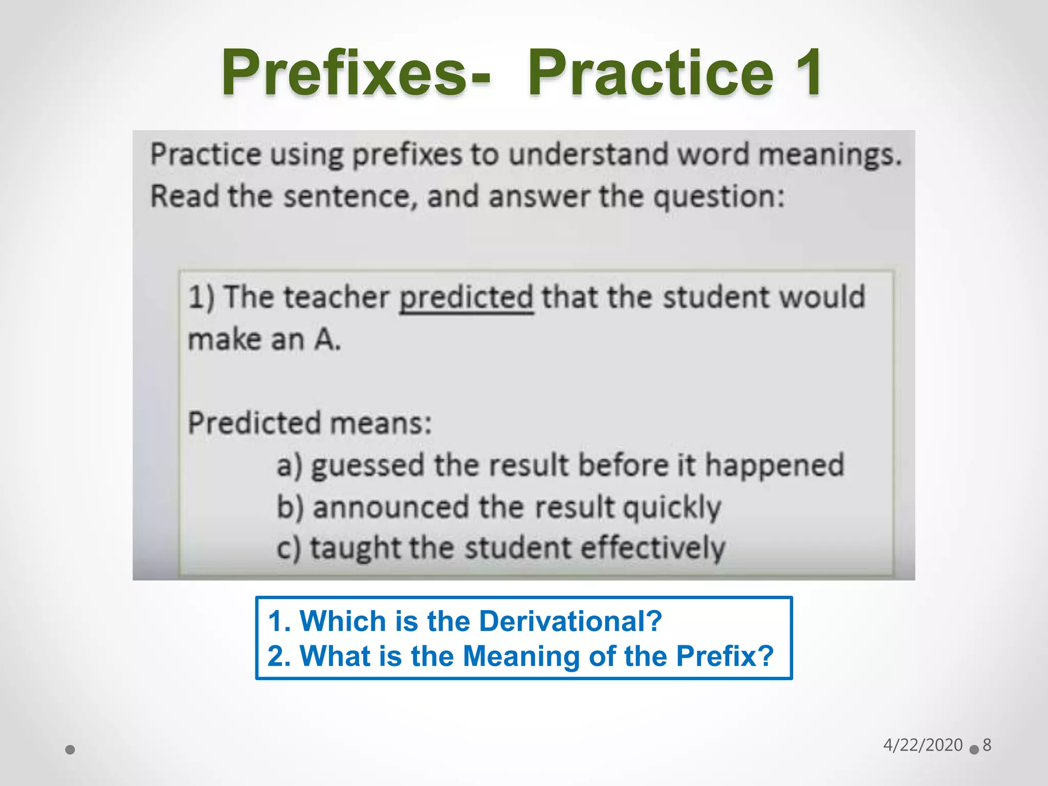 Morphology "Derivational Morpheme" Presentation | PPTX