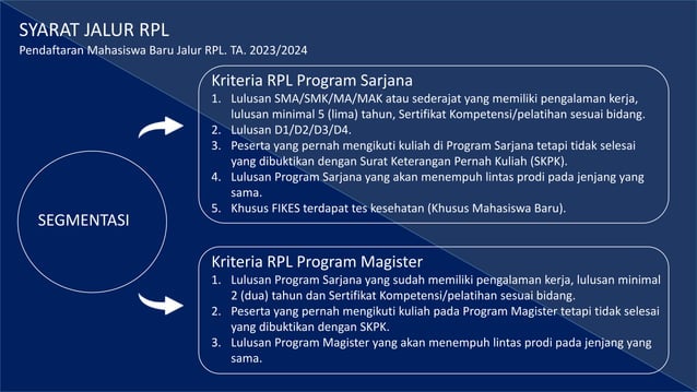 PPT RPL UNTUK MELANJUTKAN TINDAK LANJUT KULIAH | PPTX