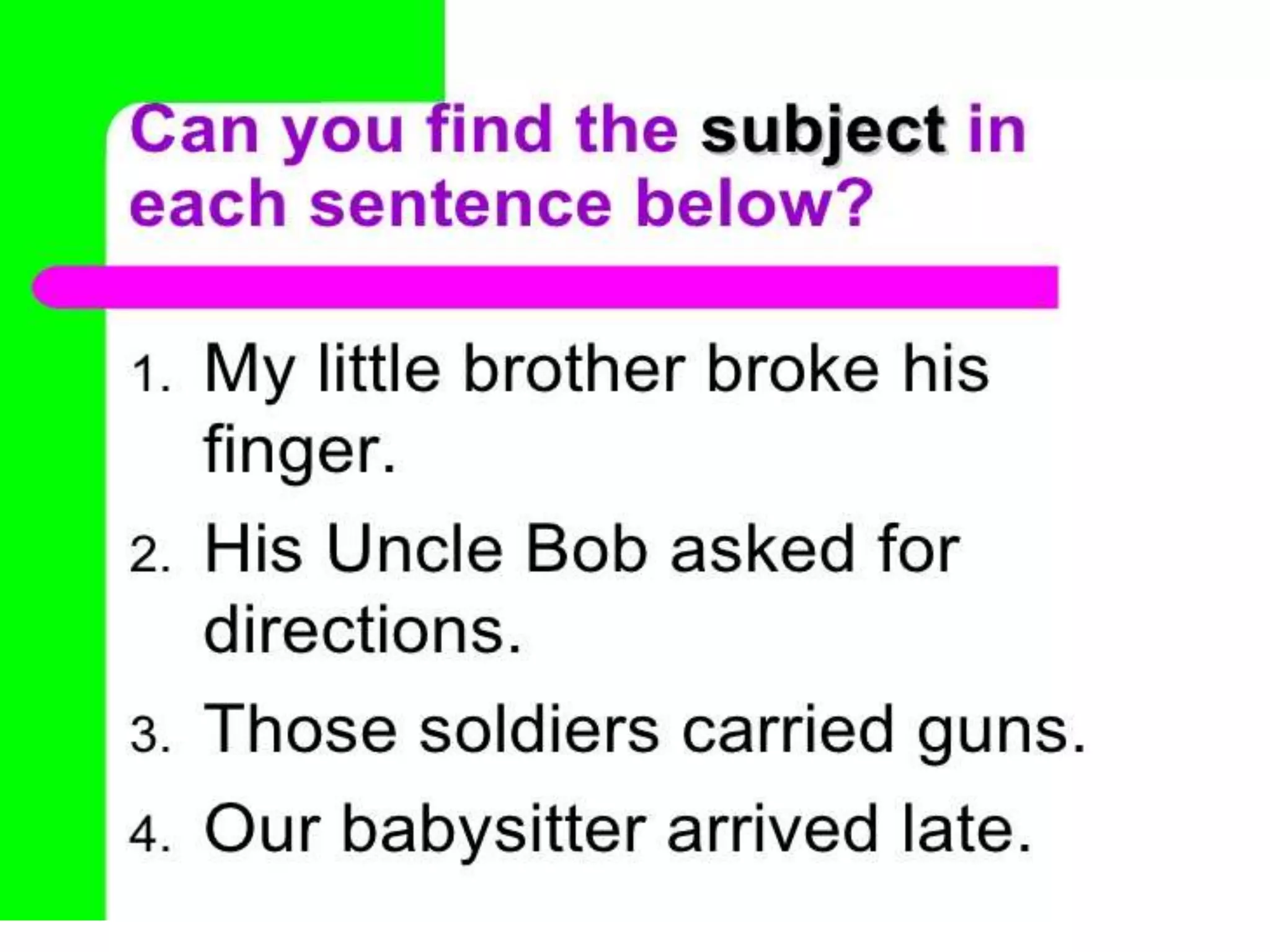Parts of Sentence - Subject and Predicate | PPT