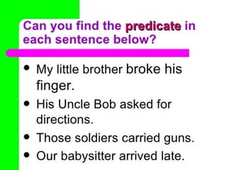 Parts of Sentence - Subject and Predicate | PPT