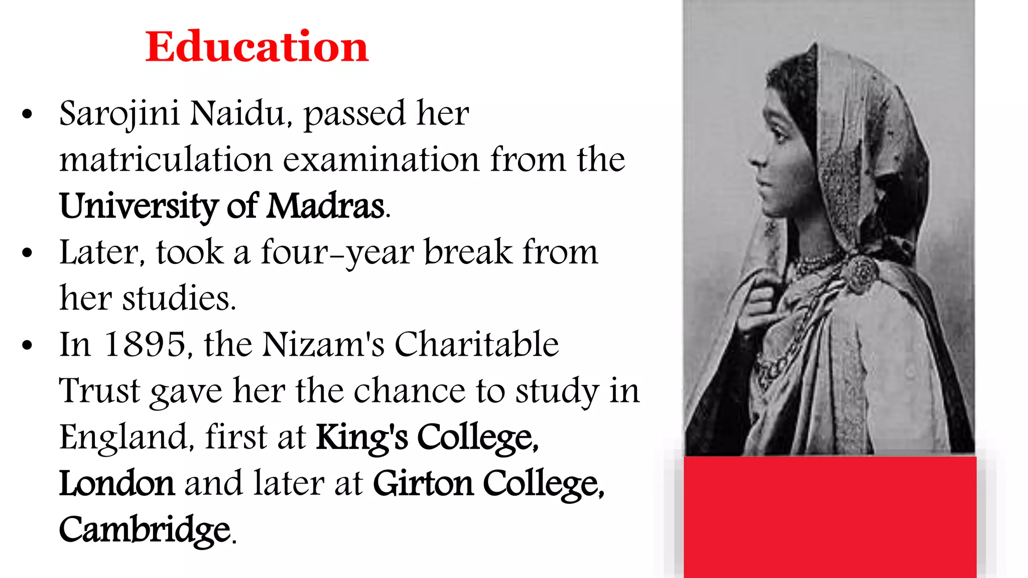 Sarojini Naidu- Life, Work and Achievements | PPTX
