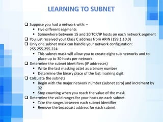 IP addressing and Subnetting PPT | PPTX