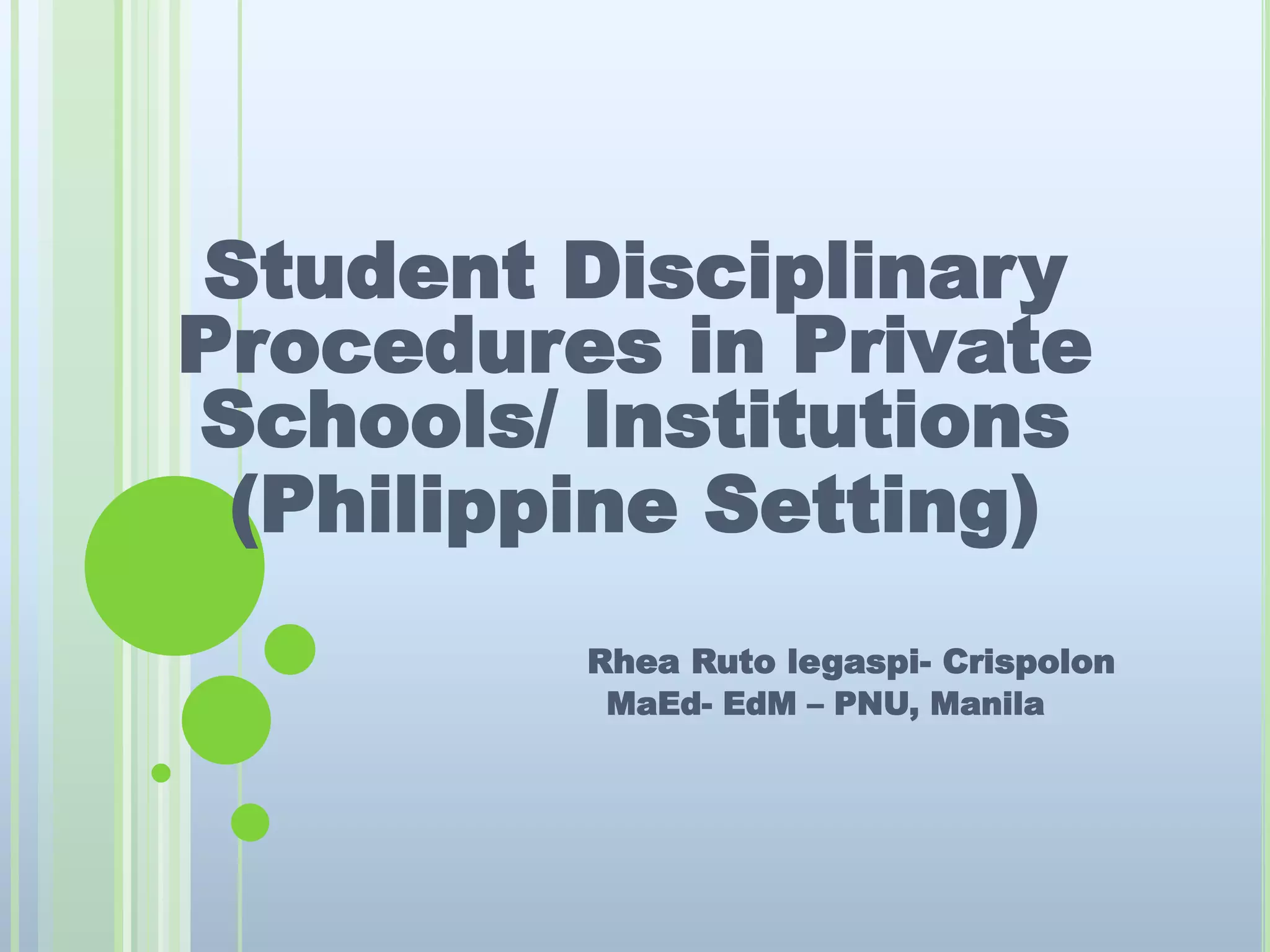 Student Disciplinary Procedures in Private Schools/ Institutions ...
