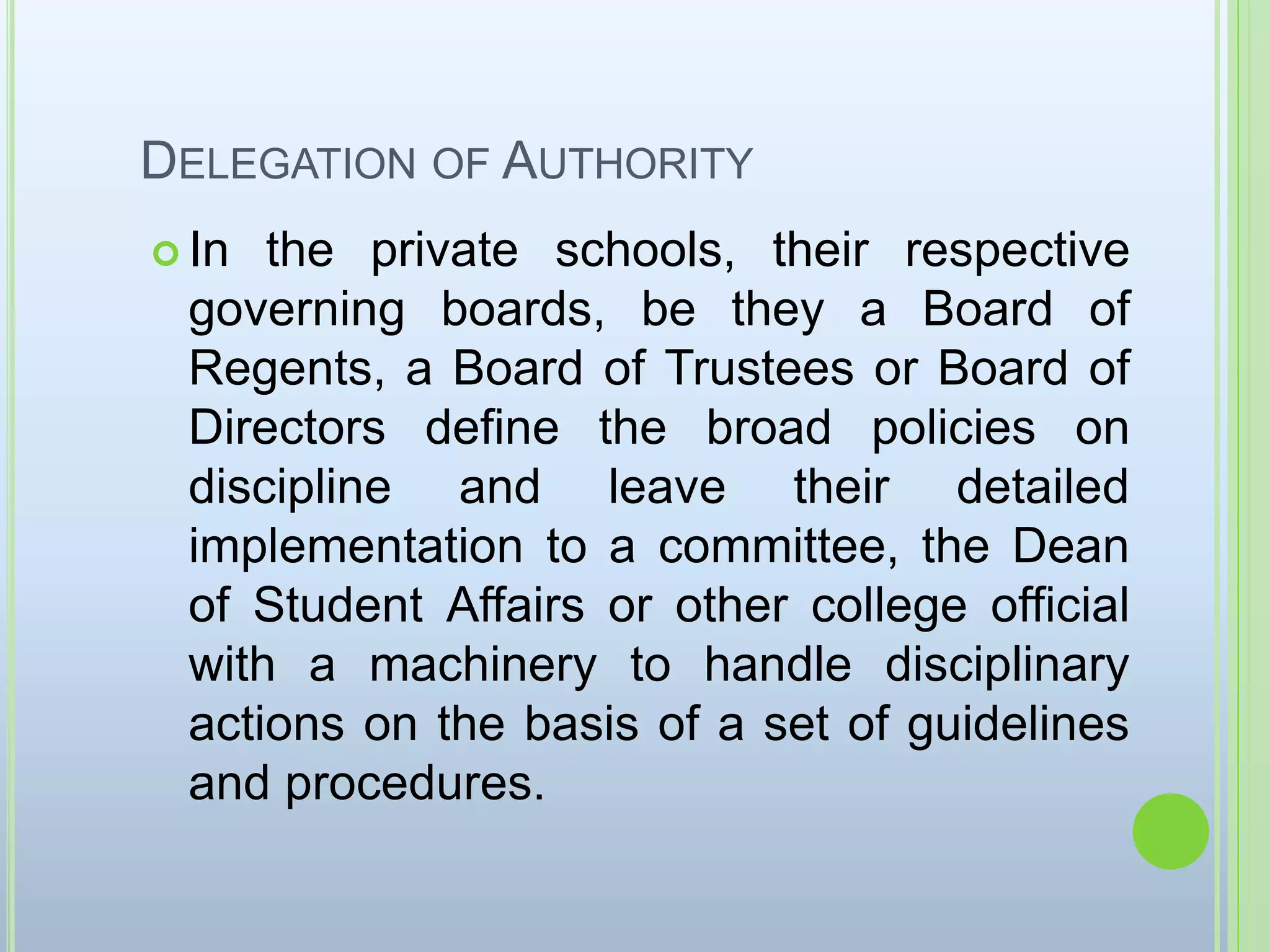 Student Disciplinary Procedures in Private Schools/ Institutions ...