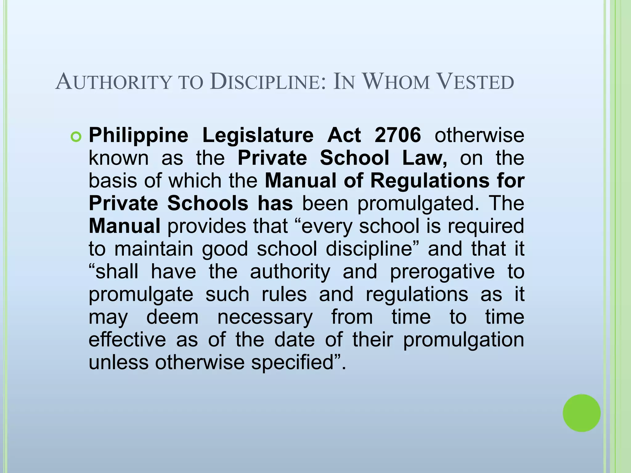Student Disciplinary Procedures in Private Schools/ Institutions ...