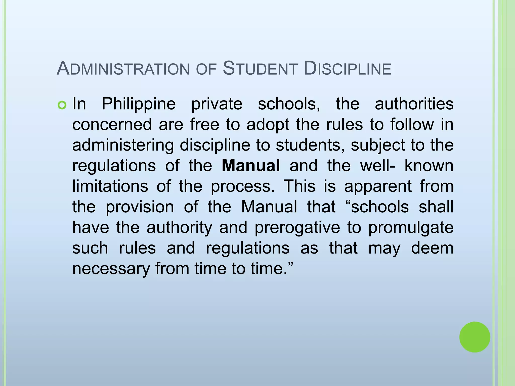 Student Disciplinary Procedures in Private Schools/ Institutions ...
