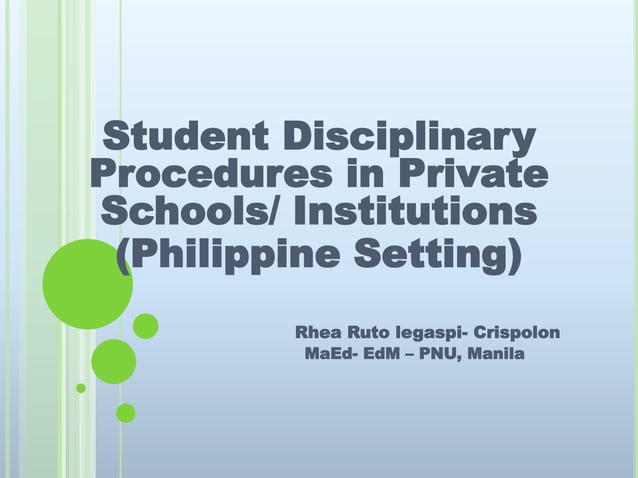 Student Disciplinary Procedures in Private Schools/ Institutions (Philippine Setting) | PPTX ...