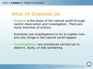 Unit 1 lesson 1 What is Science | PPT