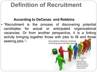 RECRUITMENT AND SELECTION OF SALES FORCES | PPTX