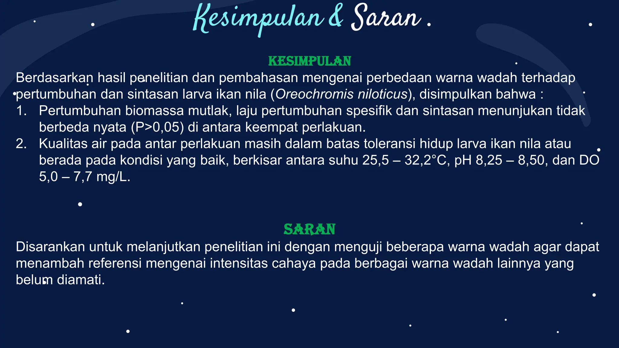 ppt perbedaan warna wadah terhadap pertumbuhan dan sintasab larva ikan ...