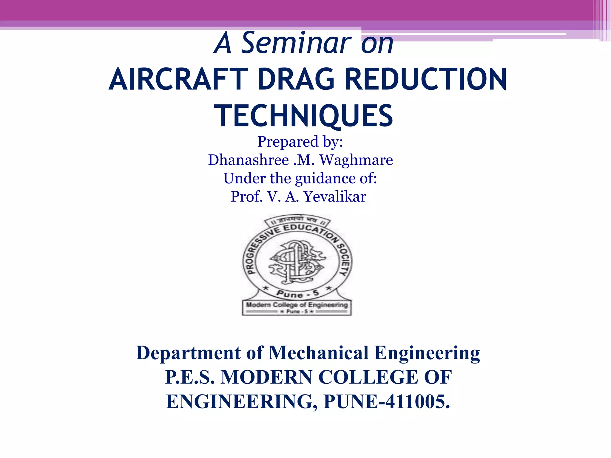 aircraft drag reduction methods | PPTX