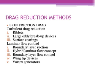 aircraft drag reduction methods | PPTX