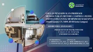 Penjadwalan Produksi Menggunakan Metode Campbell Dudek Smith untuk ...