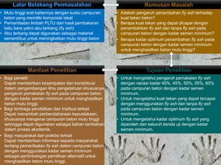 PENGARUH PEMANFAATAN FLY ASH PADA BETON | PPT