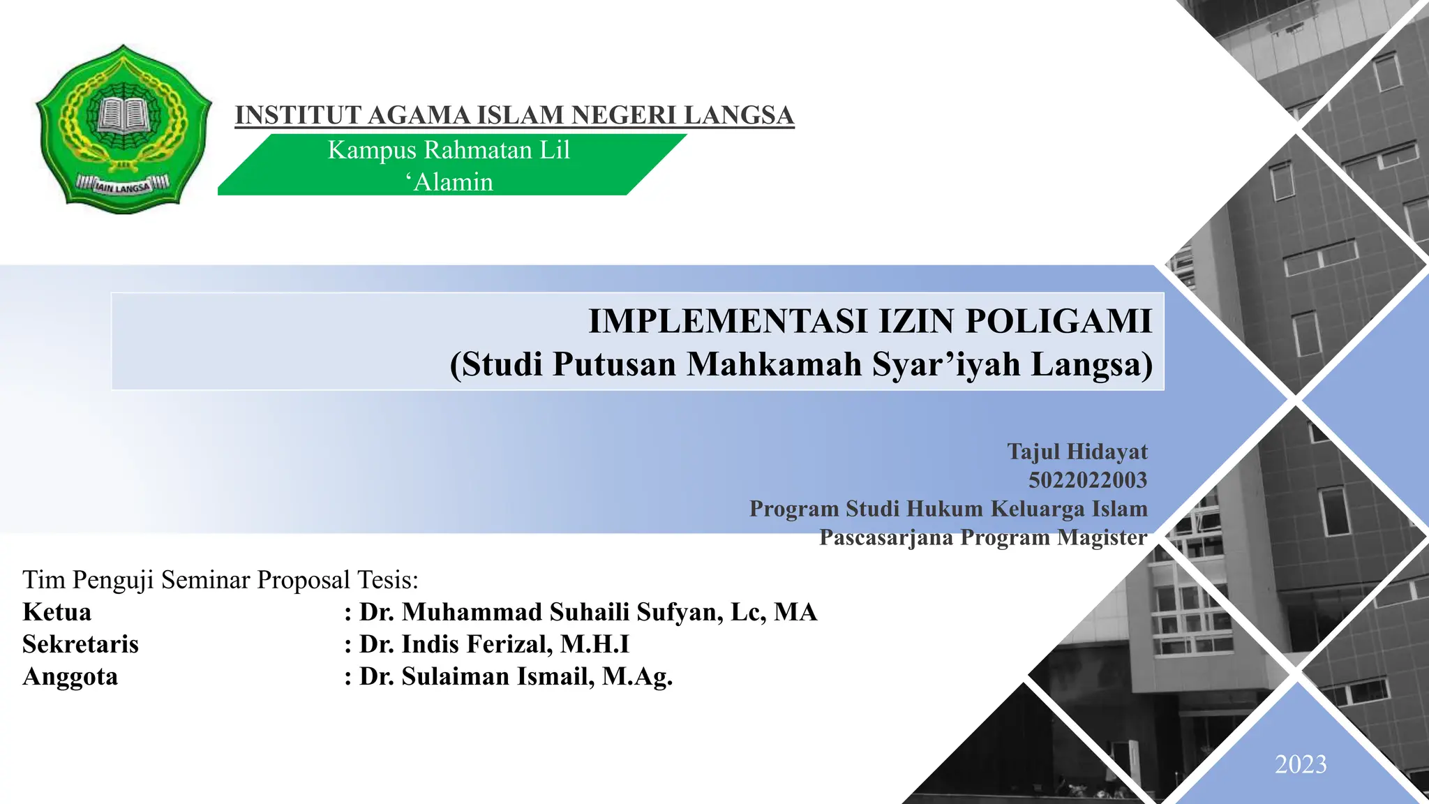 PPT Implementasi Izin Poligami (Studi Putusan Mahkamah Syar'iyah Langsa ...
