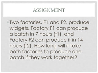 Solving Work Problems Using Rational Algebraic Expressions in ...
