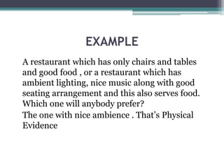 ROLE OF PHYSICAL EVIDENCE IN SERVICE MARKETING | PPTX
