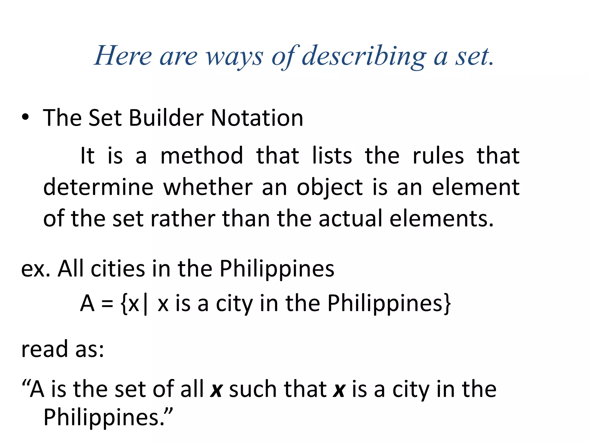 SETS FOR CLASS 7 AND 8 | PPTX